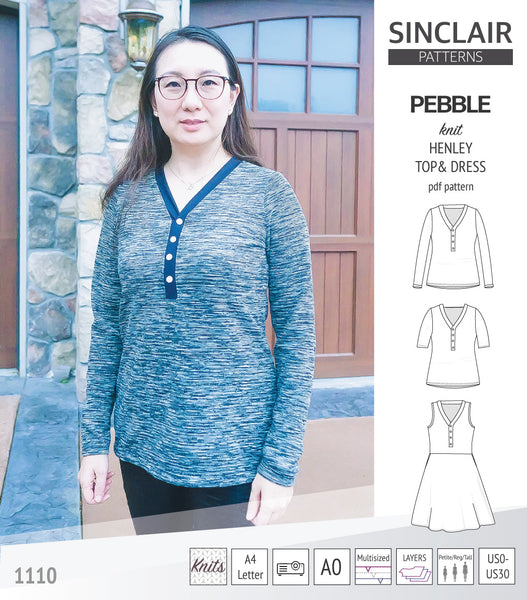 Pebble henley style top and dress (PDF) - Sinclair Patterns