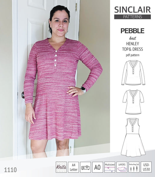Pebble henley style top and dress (PDF) - Sinclair Patterns