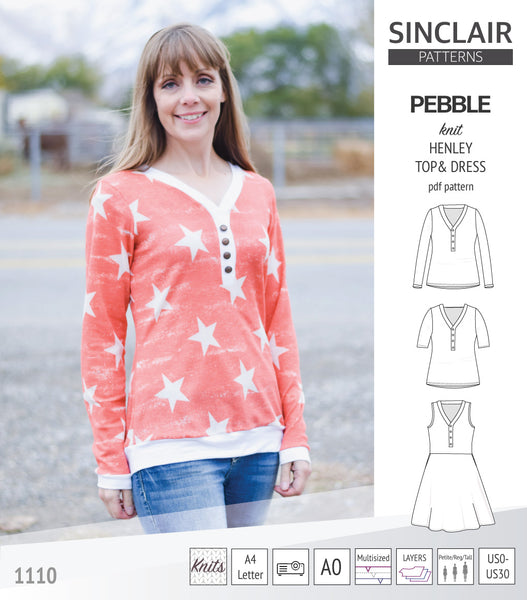 Pebble henley style top and dress (PDF) - Sinclair Patterns