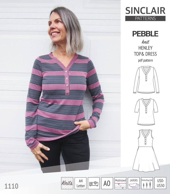 Pebble henley style top and dress (PDF) – Sinclair Patterns