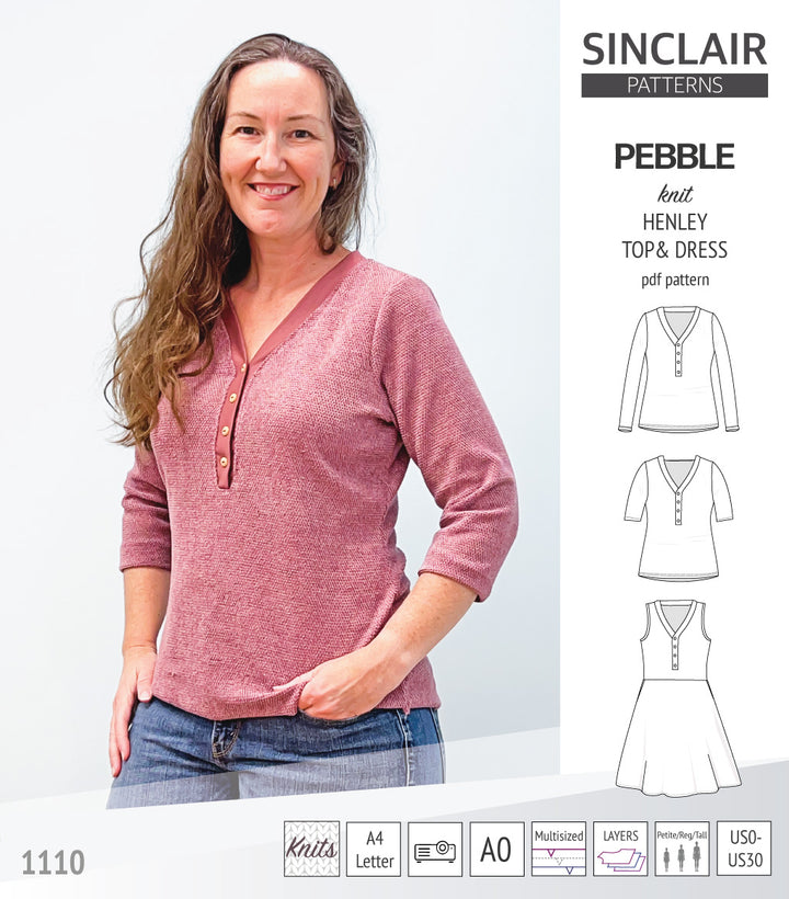 Pebble henley style top and dress (PDF) – Sinclair Patterns