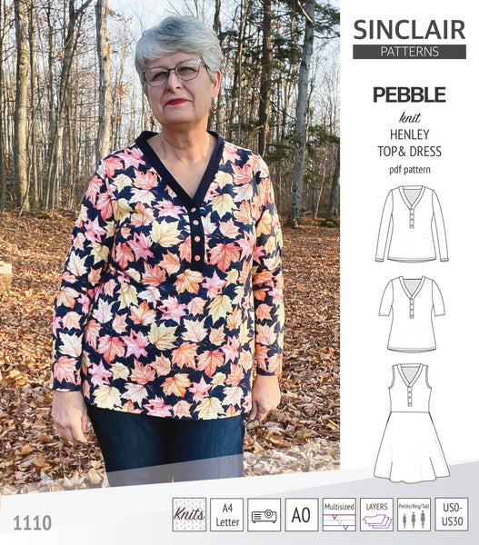 Pebble henley style top and dress (PDF) - Sinclair Patterns