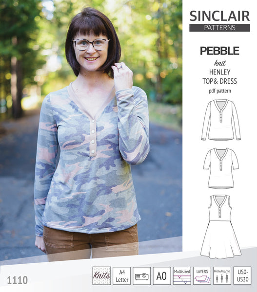 Pebble henley style top and dress (PDF) - Sinclair Patterns