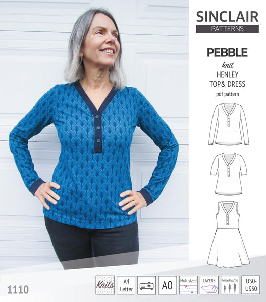Pebble henley style top and dress (PDF) - Sinclair Patterns