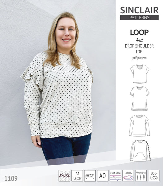 Loop drop shoulder knit top (PDF) - Sinclair Patterns