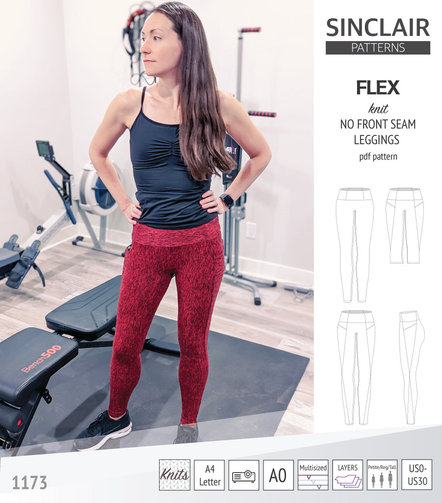 Flex no front seam leggings with colorblocking and pockets pdf sewing ...