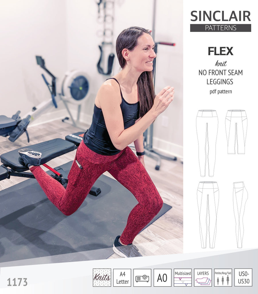 Flex no front seam leggings with colorblocking and pockets pdf sewing ...