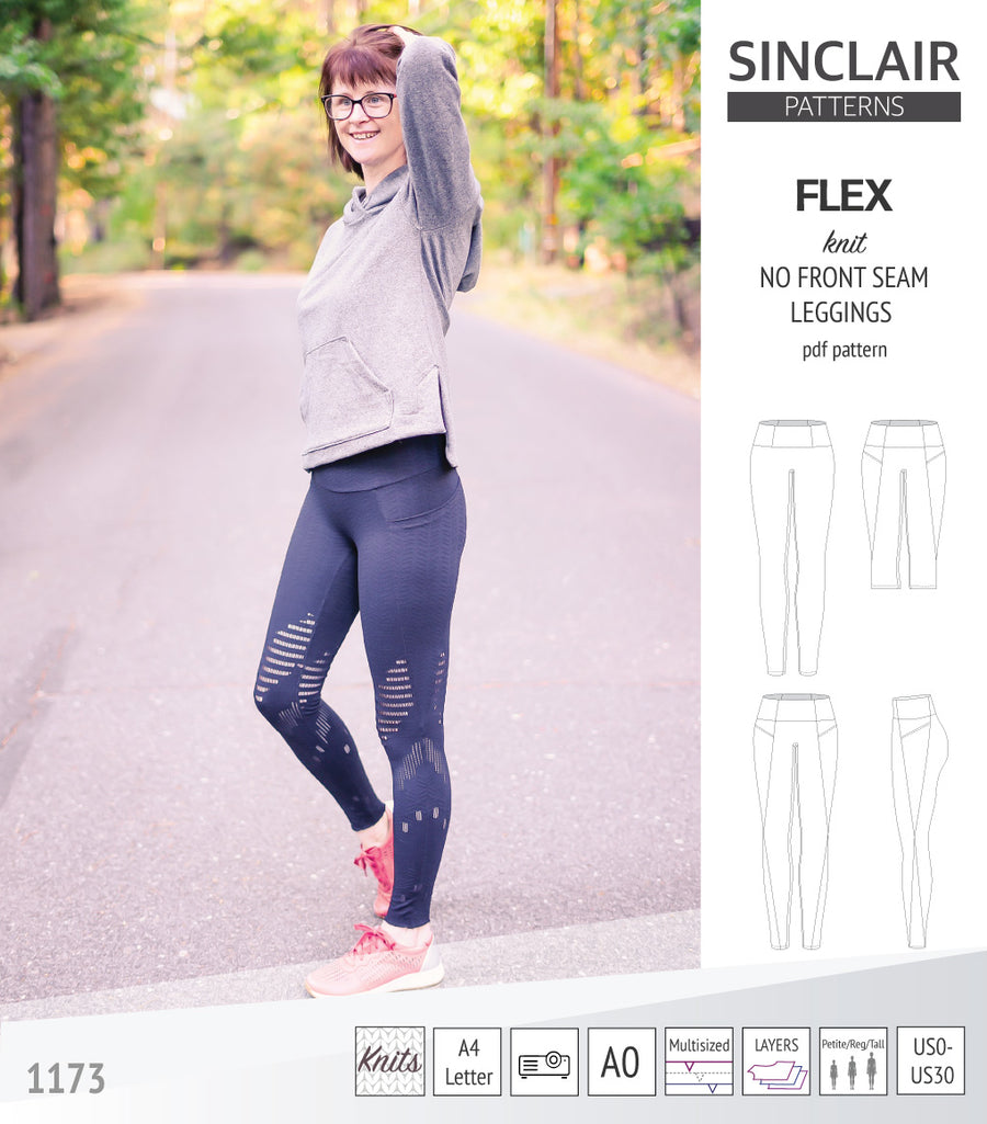 Flex no front seam leggings with colorblocking and pockets pdf sewing ...