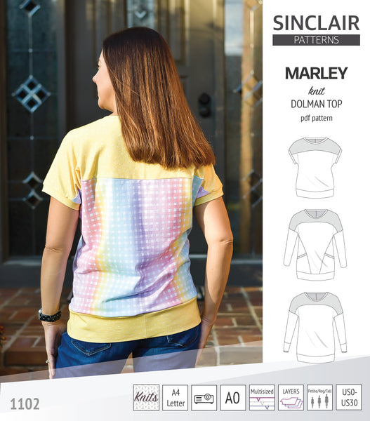 Marley dolman knit top with a yoke pdf sewing pattern - Sinclair Patterns
