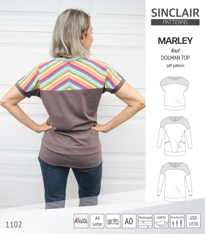 Marley dolman knit top with a yoke pdf sewing pattern – Sinclair Patterns